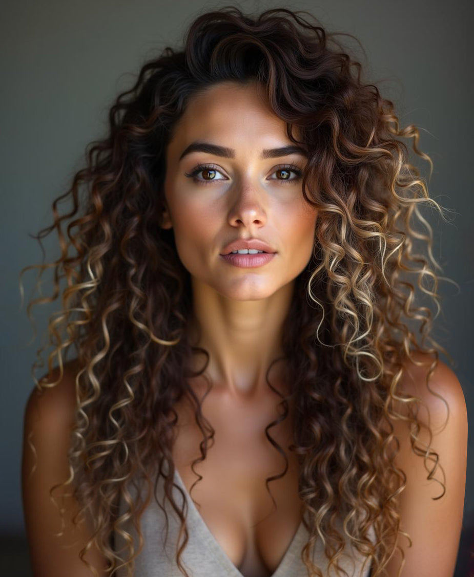 curly (3A curls) clip-in hair extensions ash brown balayage ...