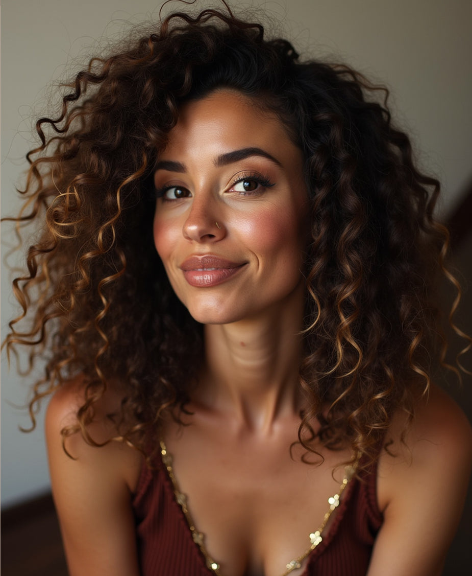 curly (3A curls) clip-in hair extensions mocha balayage. – Irresistible Me