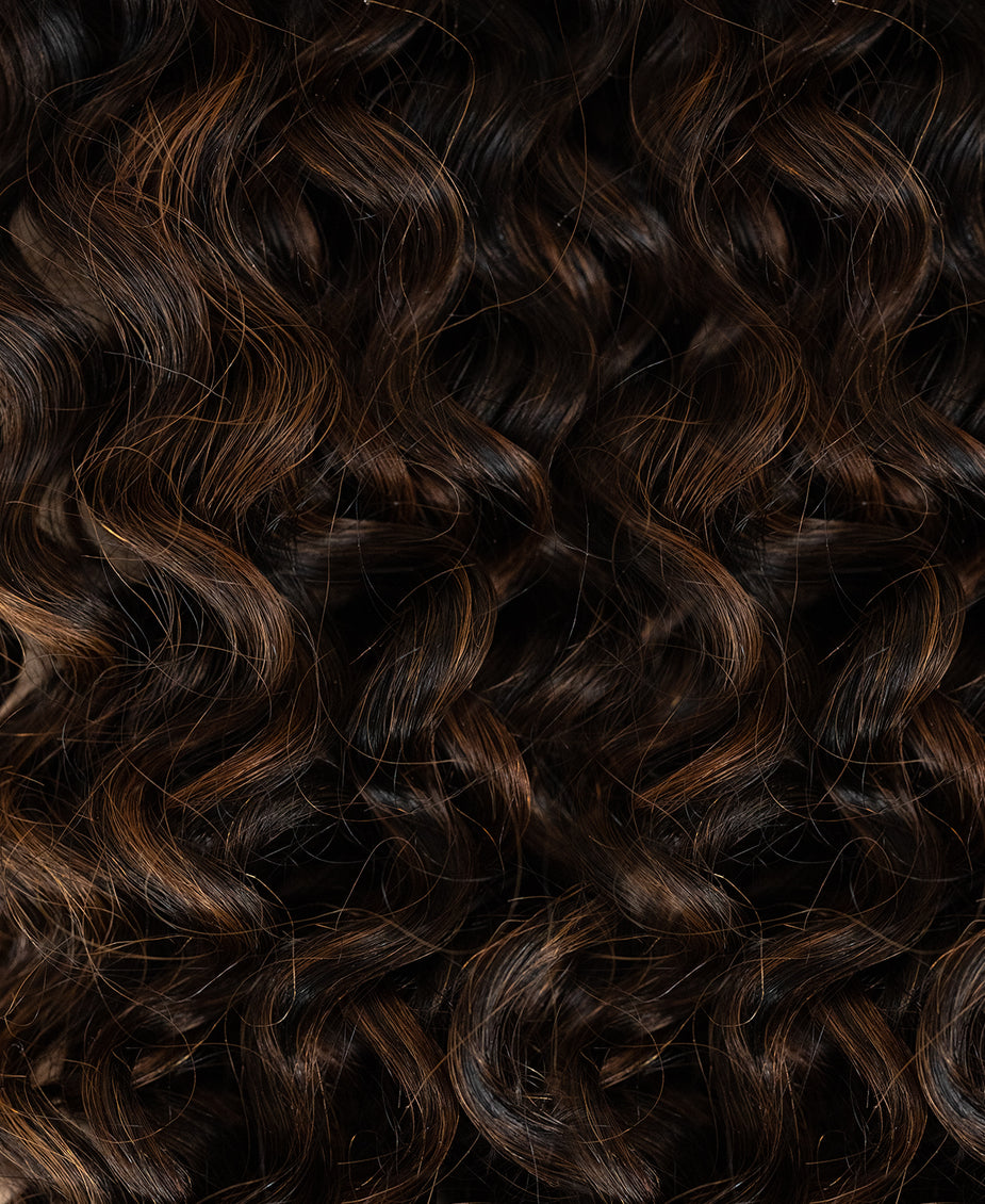 curly (3A curls) clip-in hair extensions mocha balayage. – Irresistible Me