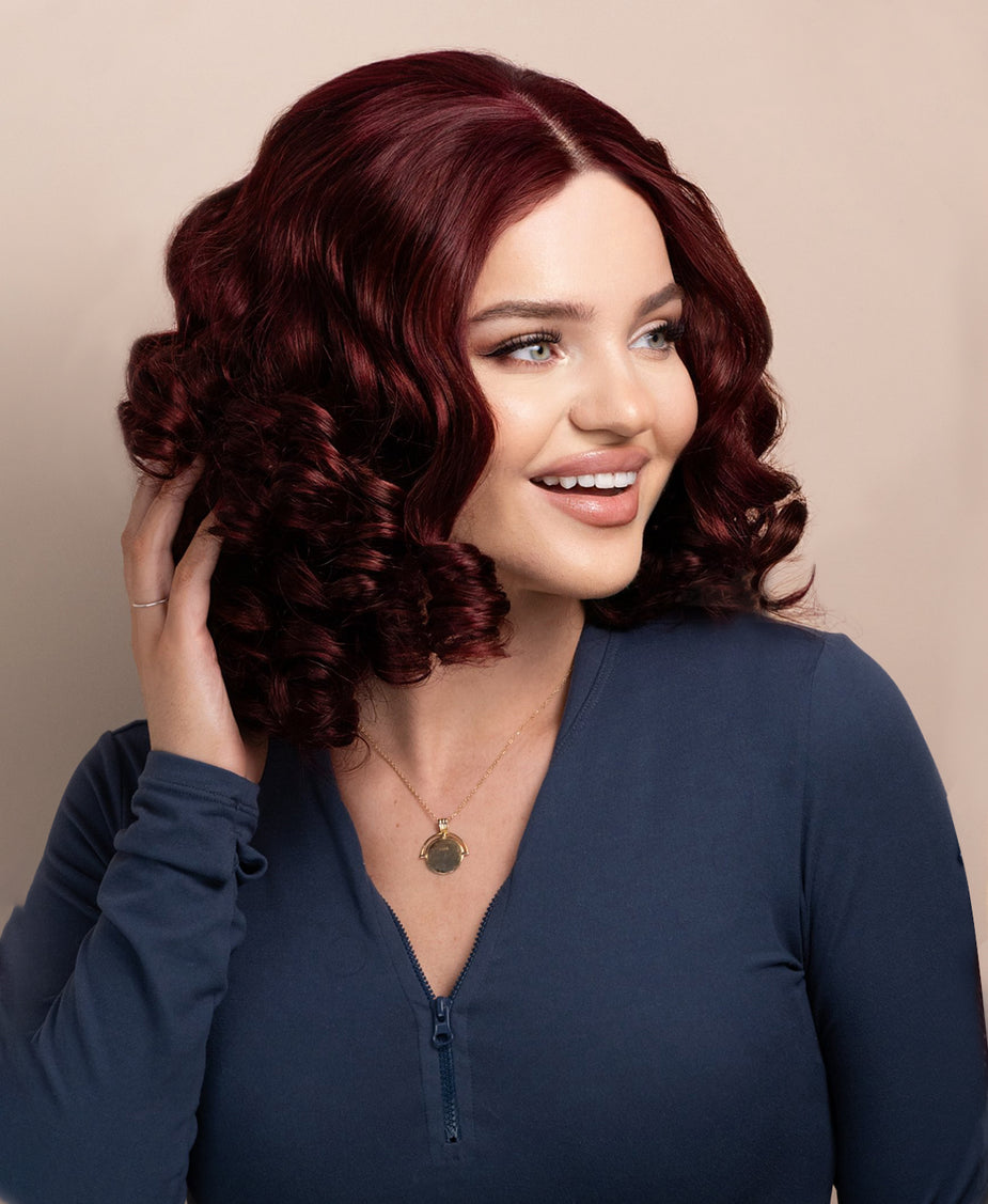 bouncy curls human wig - 14" dark red. – Irresistible Me