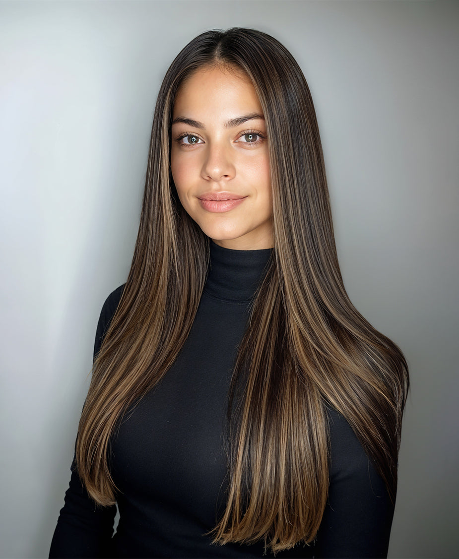 invisible clip-in hair extensions dark highlights. – Irresistible Me