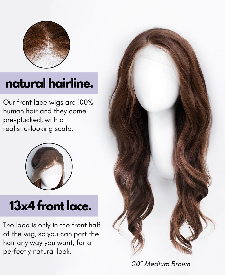 lace front human wig - 20" medium brown. – Irresistible Me