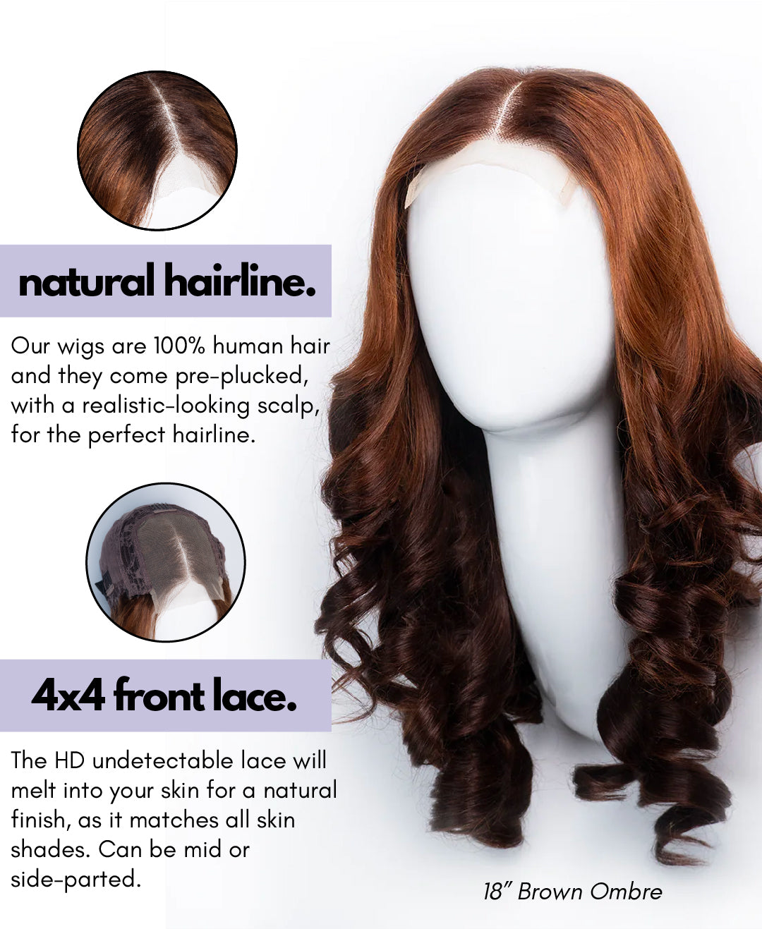 4x4 lace front human wig - 18" 3a curly brown highlights. – Irresistible Me